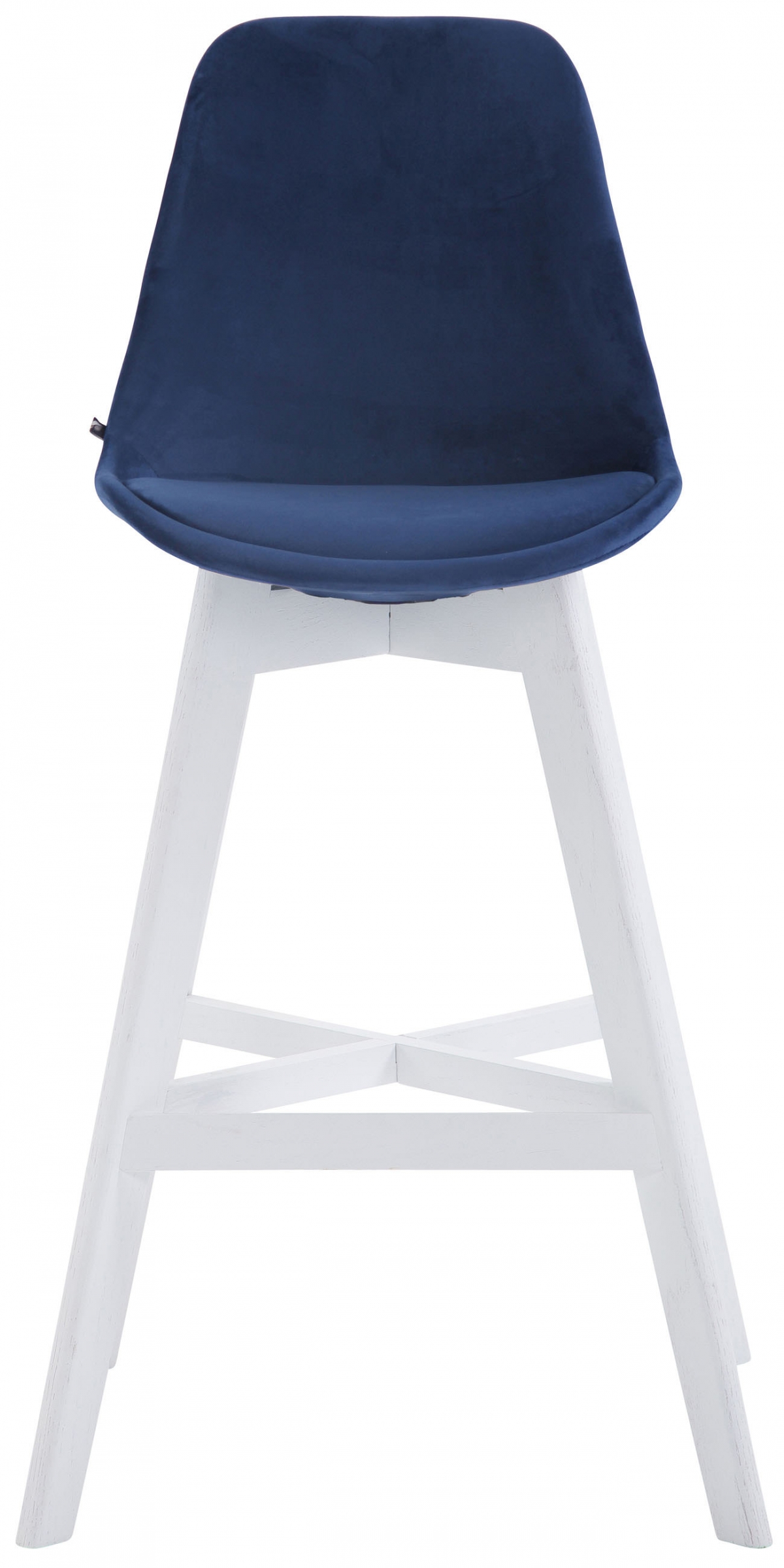 Barová stolička Cannes - zamat, drevené nohy biele - Modrá | Design-shop.sk